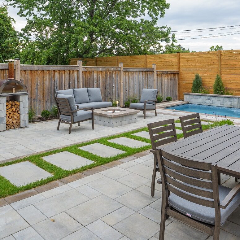 Small Backyard Pool with Water Feature - Harrison Project